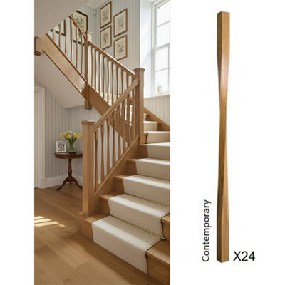 Oak Spindle Contemporary 32mm x 32mm x 900mm - 16 Pack UK Manufactured ...