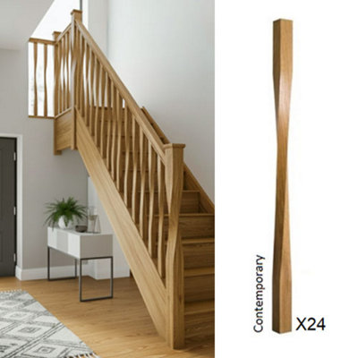 Oak Spindle Contemporary 41mm x 41mm x 900mm - 24 Pack UK Manufactured ...