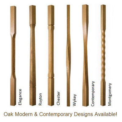 Oak Spindle Contemporary Grooved 55mm x 55mm x 900mm - 24 Pack UK ...
