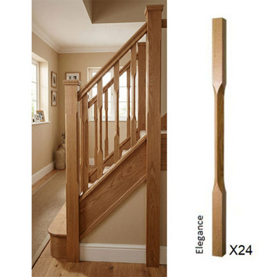 Oak Spindle Elegance 41mm x 41mm x 900mm - 24 Pack UK Manufactured ...