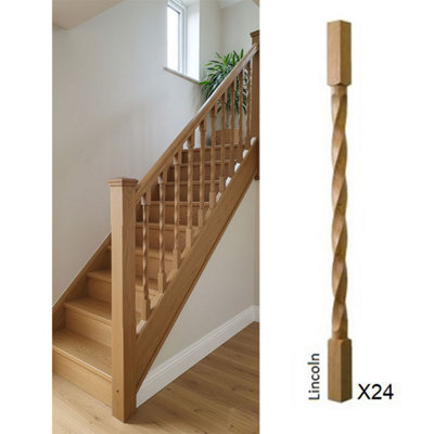 Oak Spindle Lincoln 41mm x 41mm x 900mm - 24 Pack UK Manufactured ...