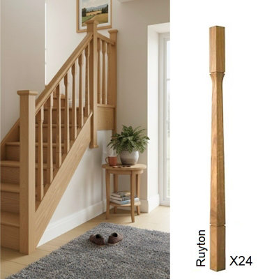 Oak Spindle Ruyton 41mm x 41mm x 900mm - 24 Pack UK Manufactured ...