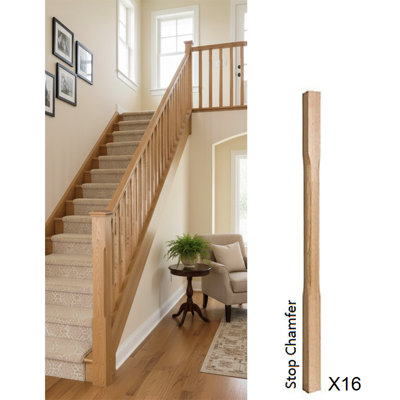 Oak Spindle Stop Chamfer 41mm x 41mm x 900mm - 16 Pack UK Manufactured ...