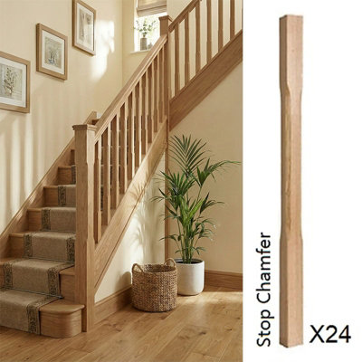 Oak Spindle Stop Chamfer 55mm x 55mm x 900mm - 24 Pack UK Manufactured ...