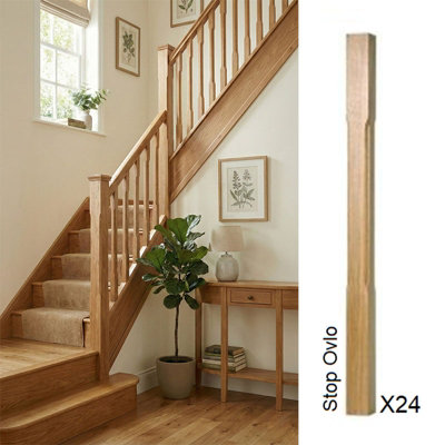 Oak Spindle Stop Ovlo 41mm x 41mm x 900mm - 24 Pack UK Manufactured ...
