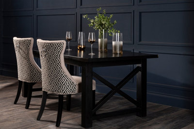Oak Wood Black Dining Table, Sleek Small Dining Table, Slim Line ...