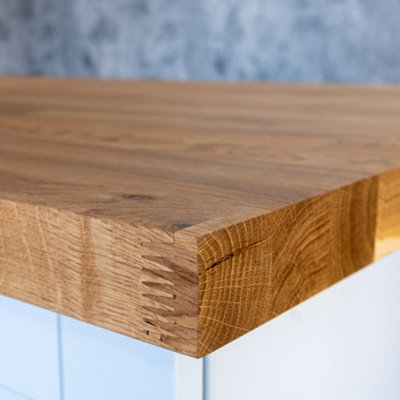 Oak Worktop 1m x 950mm x 38mm - Premium Solid Wood Kitchen Countertop ...