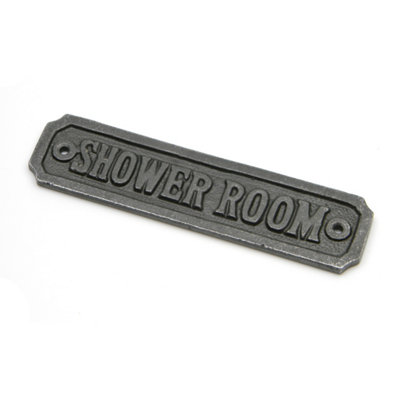 Oakcrafts - Antique Cast Iron 'Shower Room' Door Sign - 145mm x 35mm