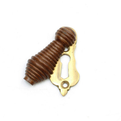 Oakcrafts - Beehive Escutcheon with Cover in Teak and Brass
