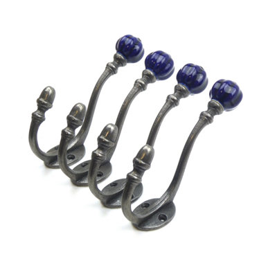 Oakcrafts - Ceramic Tipped Shabby Chic Cast Iron Coat Hook 125mm (Dark ...