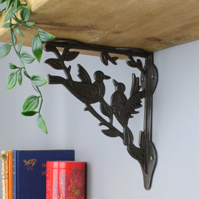 Oakcrafts - Pair of Antique Cast Iron Decorative 2 Bird Shelf Brackets ...
