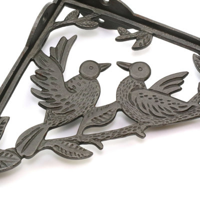 Oakcrafts - Pair of Antique Cast Iron Decorative 2 Bird Shelf Brackets ...