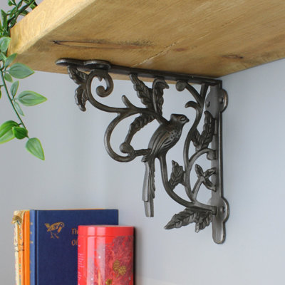 Oakcrafts - Pair of Antique Cast Iron Decorative Bird Shelf Brackets ...