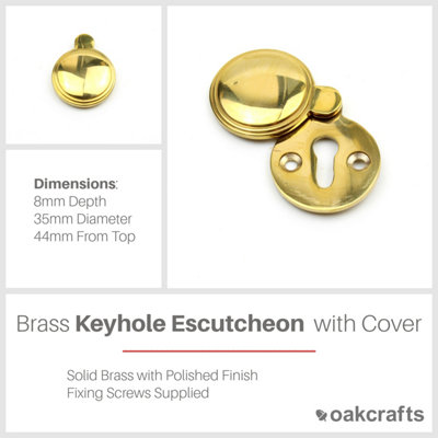 Oakcrafts - Solid Brass Keyhole Escutcheon with Cover - 35mm