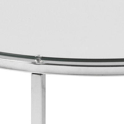 Oakfern Round Glass Side Table with Chrome Frame