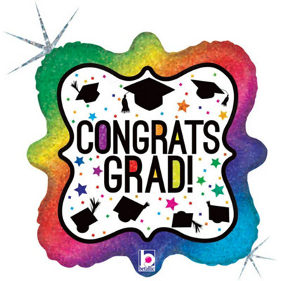 Oaktree Congrats Grad Holographic Foil Balloon Multicoloured (One Size)