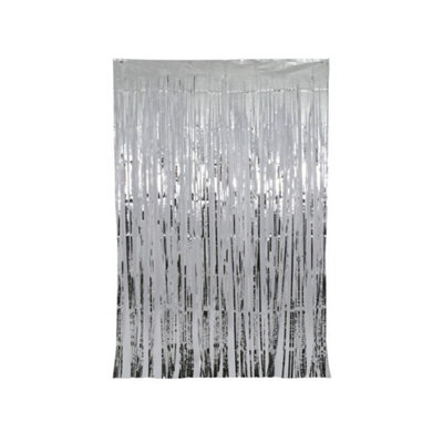 Oaktree Foil Door Curtain Metallic Silver (One Size)