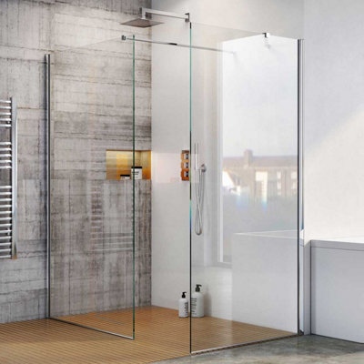 Oasis Wetroom Fixed Shower Screen With Chrome Profile And Clear Glass