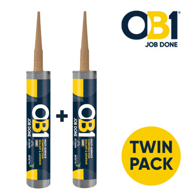 OB1 Multi-Surface Sealant & Adhesive Oak - 2 x 290ml - Twin Pack