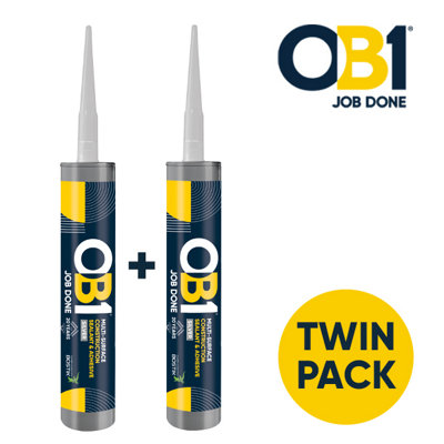 OB1 MULTI-SURFACE SEALANT & ADHESIVE SILVER- HYBRID TECHNOLOGY - TWIN PACK