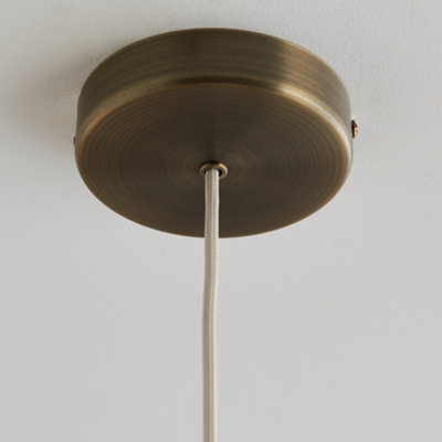 Oberon - Antique Brass Ceiling Pendant Light with Alabaster Shade