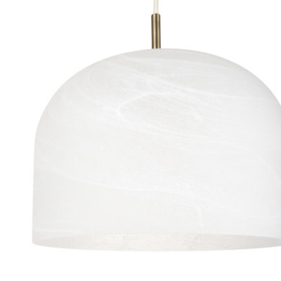 Oberon - Antique Brass Ceiling Pendant Light with Alabaster Shade