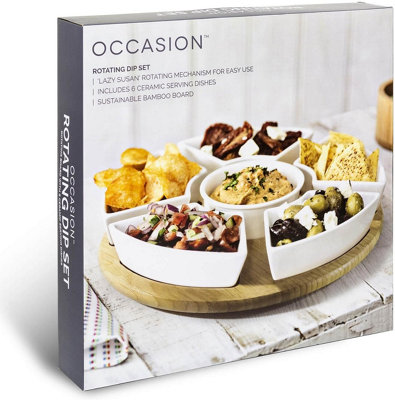 Occasion 32cm Lazy Susan Rotating or Revolving Dip Set Snack Bowl ...