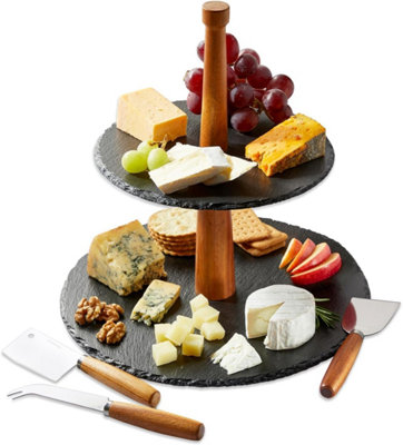 Occasion Round Slate Two Tier Stand Gift Set