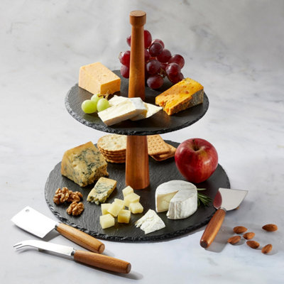 Occasion Round Slate Two Tier Stand Gift Set
