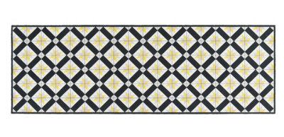 Ochre Tile Geometric Floral 5mm Thick Rectangle Mat For Bathroom ...