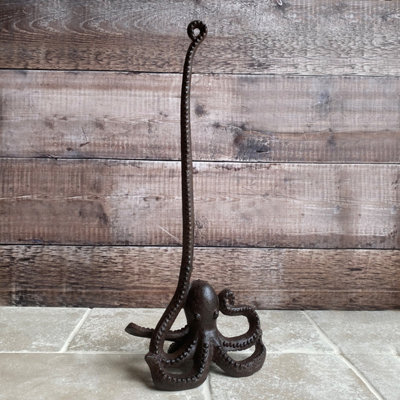 OCTOPUS LOO ROLL TOILET ROLL HOLDER IN CAST IRON