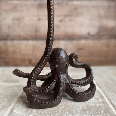 OCTOPUS LOO ROLL TOILET ROLL HOLDER IN CAST IRON