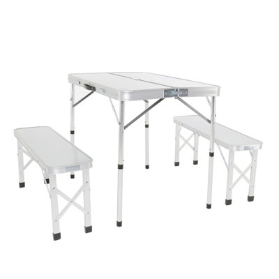 ODYSSEY 4 Seater Compact Folding Aluminium Bench Dining Set Camp