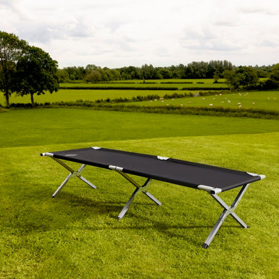 Odyssey Single Folding Camp Bed Heavy Duty Lightweight - Black