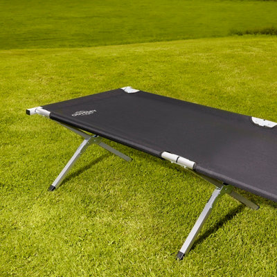 Odyssey Single Folding Camp Bed Heavy Duty Lightweight - Black
