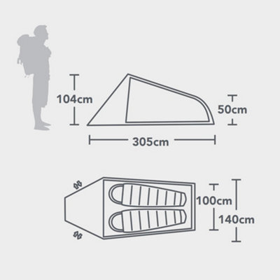 OEX Bandicoot II Ultralite 2 Man Backpacking and Wild Camping Tent