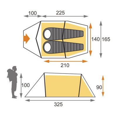 OEX Jackal II 2 Man Backpacking and Wild Camping Tent, 5000mm HH