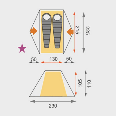 OEX Rakoon II 2 Man Backpacking and Wild Camping Tent, 5000mm HH