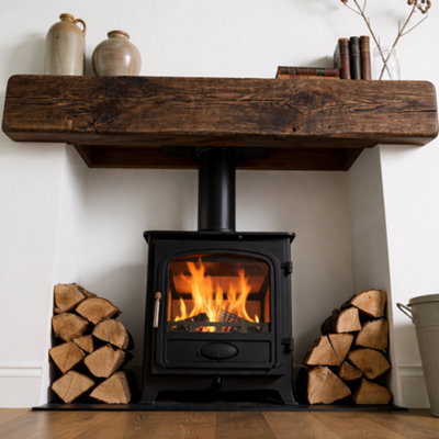 Off the Grain Dark Oak Mantel Beam - Wooden Fireplace Beam 80cm 15cm x 10cm