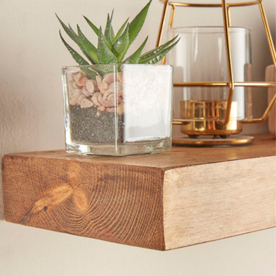 Off the Grain Narrow Floating Wall Shelf - Medium Oak Finish - 30cm