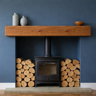 Off the Grain Oak Fireplace Mantel Beam with Walnut Finish - Solid Oak ...