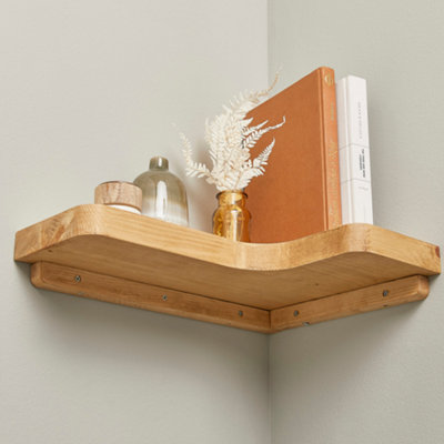 Off the Grain Rustic Floating Corner Shelf - Handcrafted from Solid Wood