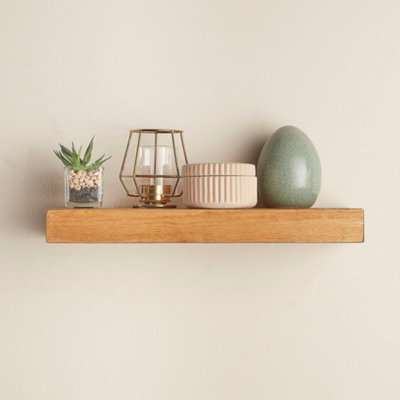 Off the Grain Rustic Wooden Floating Shelf with Hidden Brackets - 30cm ...