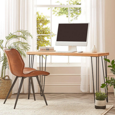 Off the Grain Wooden Desk Computer Table Made From Solid Oak 100cm L