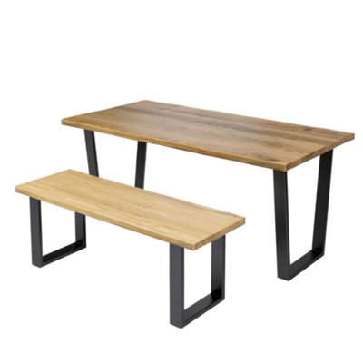OFF THE GRAIN WOODEN DINING TABLE AND BENCH SET - TWO BENCHES 120CM