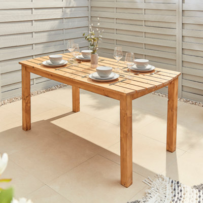 Off the Grain Wooden Garden Table and Bench Set - 180cm Length with two ...