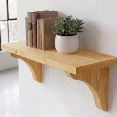 Off the Grain Wooden Wall Shelf 30cm - Rustic Solid Wood Shelf with ...