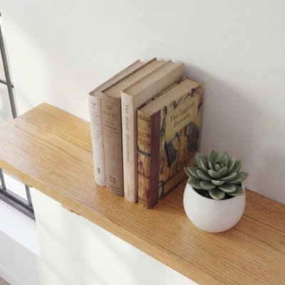 Off the Grain Wooden Wall Shelf 30cm - Rustic Solid Wood Shelf with ...