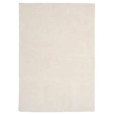Off White Beige Luxury Plush Soft Pile Living Area Rug 190cm x 280cm ...