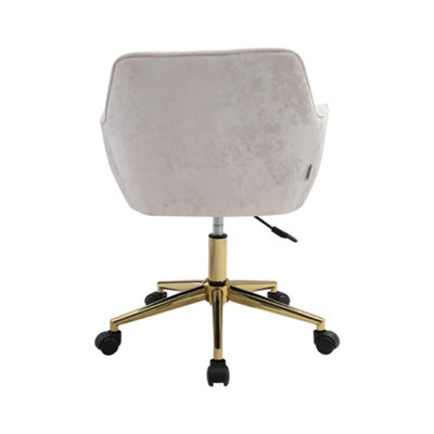 Off White Home Office Chair Velvet Effect Swivel Computer Desk Chair ...